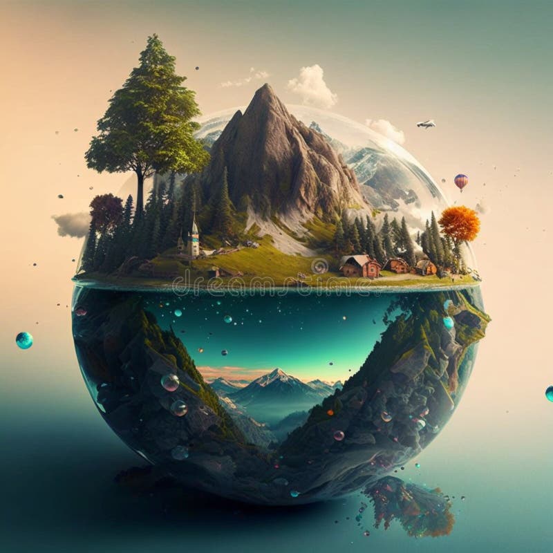 Planet Illustration - Drawing Desert, Ice, Forest, Mountain Planets ...