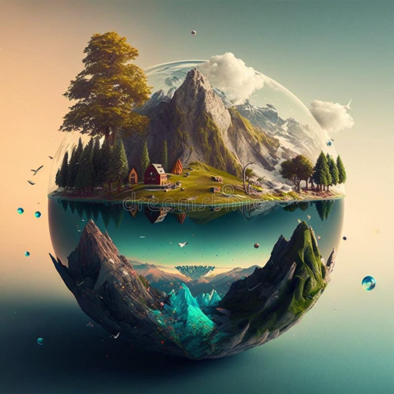 Planet Illustration - Drawing Desert, Ice, Forest, Mountain Planets ...