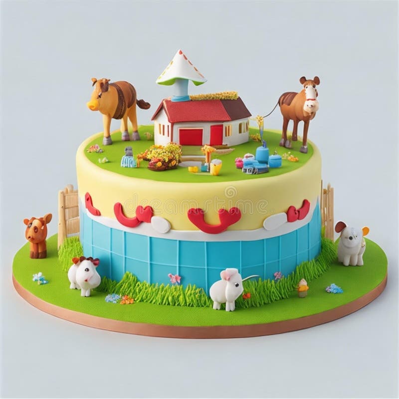 Festa Cake, 3D Cake Illustration, Birthday Cake, 3D Cake, Decorated ...