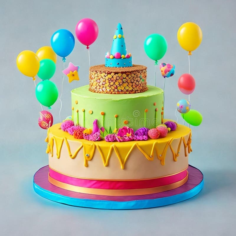 Festa Cake, 3D Cake Illustration, Birthday Cake, 3D Cake, Decorated ...