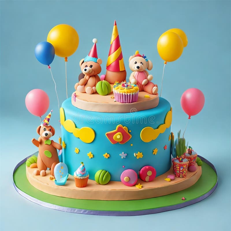 Festa Cake, 3D Cake Illustration, Birthday Cake, 3D Cake, Decorated ...