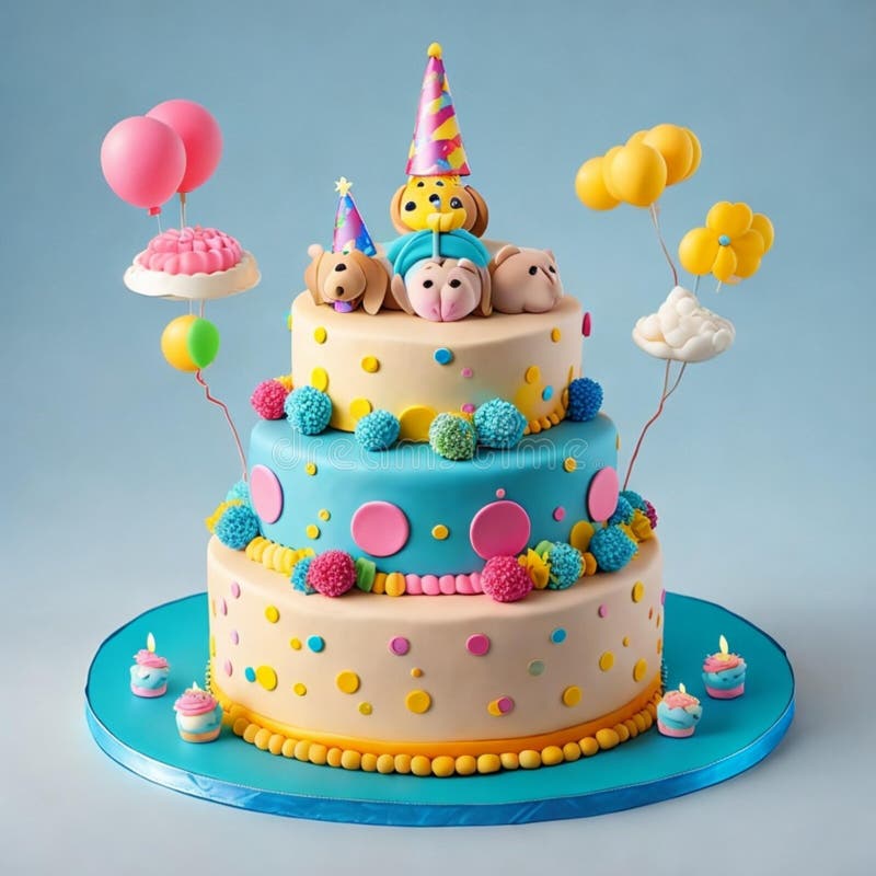 Festa Cake, 3D Cake Illustration, Birthday Cake, 3D Cake, Decorated ...