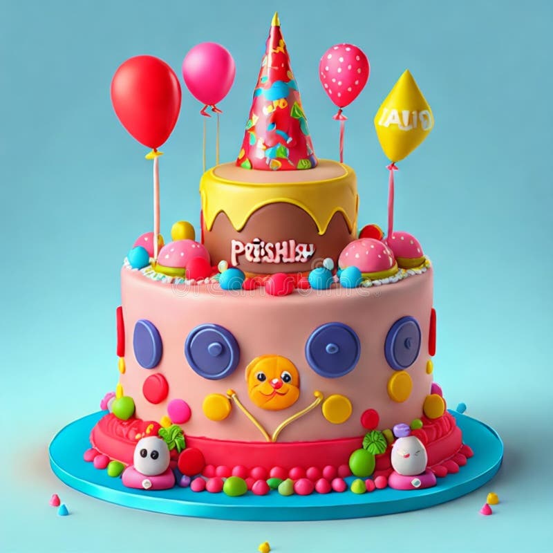 Festa Cake, 3D Cake Illustration, Birthday Cake, 3D Cake, Decorated ...