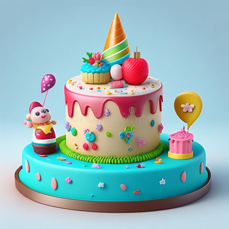 Festa Cake, 3D Cake Illustration, Birthday Cake, 3D Cake, Decorated ...