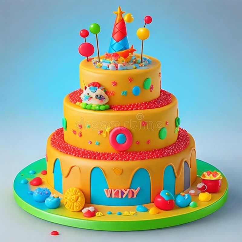 Festa Cake, 3D Cake Illustration, Birthday Cake, 3D Cake, Decorated ...