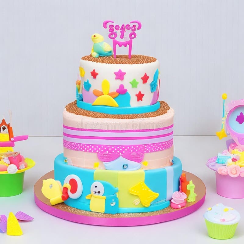 Festa Cake, 3D Cake Illustration, Birthday Cake, 3D Cake, Decorated ...