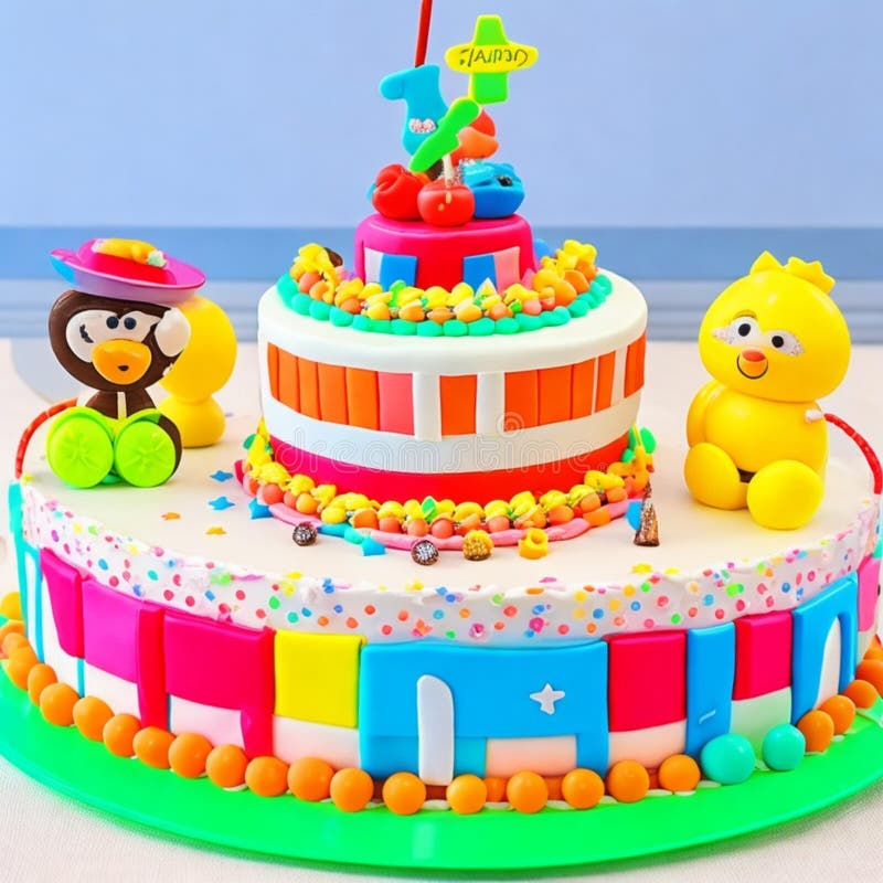 Festa Cake, 3D Cake Illustration, Birthday Cake, 3D Cake, Decorated ...