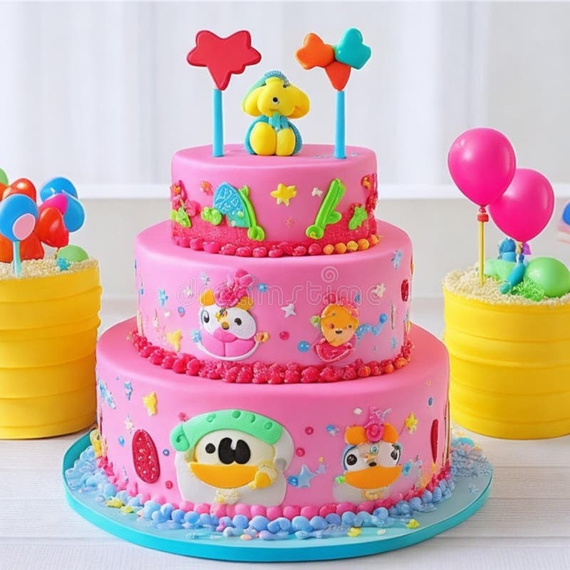 Festa Cake, 3D Cake Illustration, Birthday Cake, 3D Cake, Decorated ...