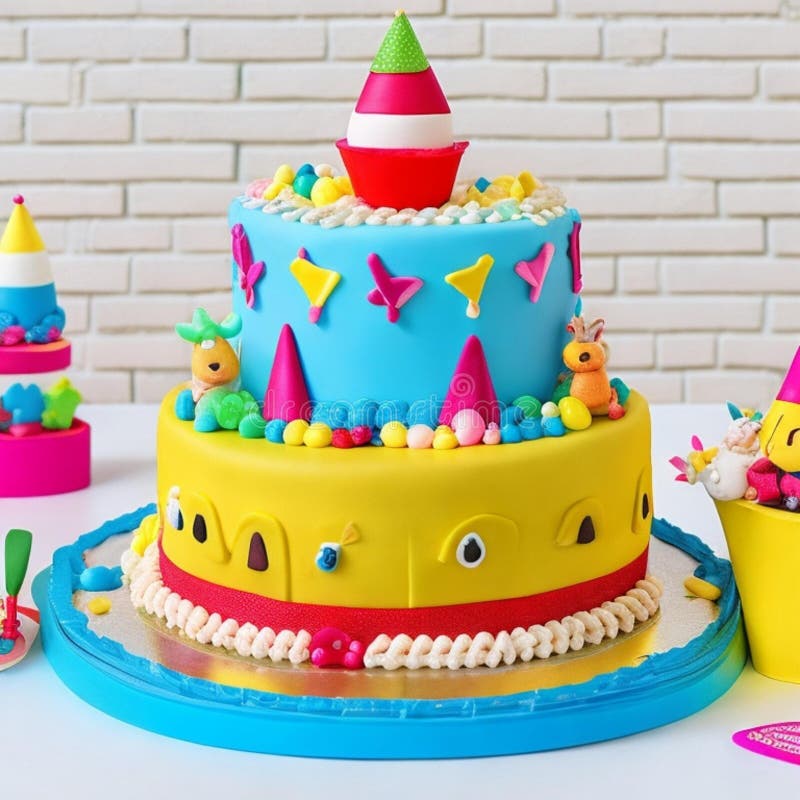 Festa Cake, 3D Cake Illustration, Birthday Cake, 3D Cake, Decorated ...