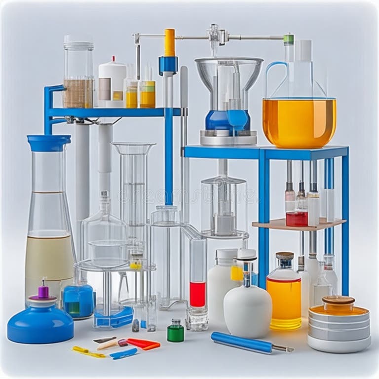 Scientific Laboratory Materials, Experimentation Instruments for Analysis Stock Illustration ...