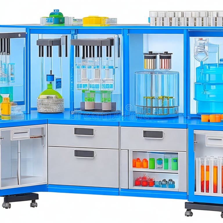 Scientific Laboratory Materials, Experimentation Instruments for Analysis Stock Illustration ...