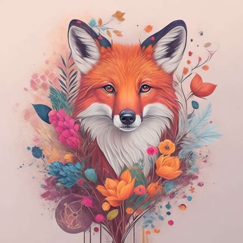 Realistic Fox Drawing, Watercolor Drawing, Realistic Fox Stock ...