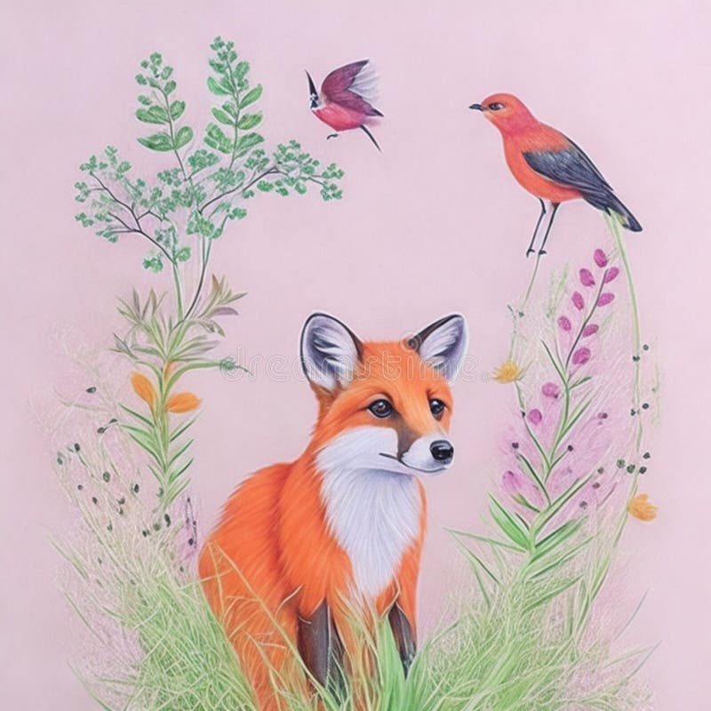 Realistic Fox Drawing, Watercolor Drawing, Realistic Fox Stock ...