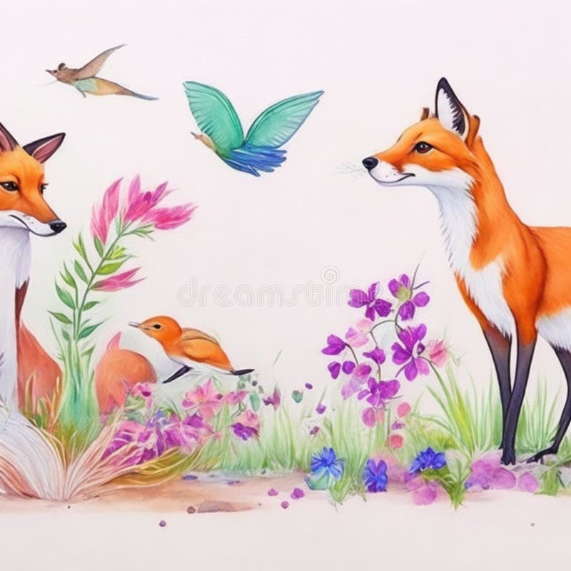 Realistic Fox Drawing, Watercolor Drawing, Realistic Fox Stock ...