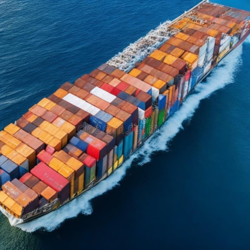 Cargo Ship, Ship with Containers, Ship on the High Seas with Various ...