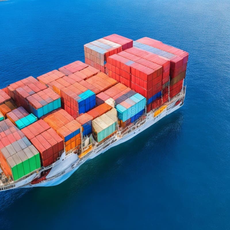 Cargo Ship, Ship with Containers, Ship on the High Seas with Various ...