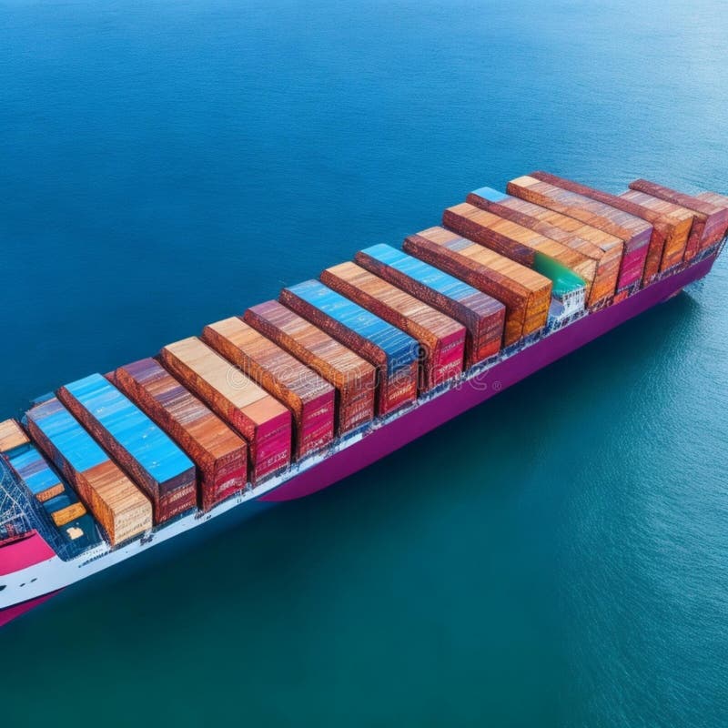 Cargo Ship, Ship with Containers, Ship on the High Seas with Various ...