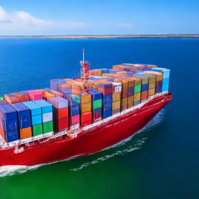 Cargo Ship, Ship with Containers, Ship on the High Seas with Various ...