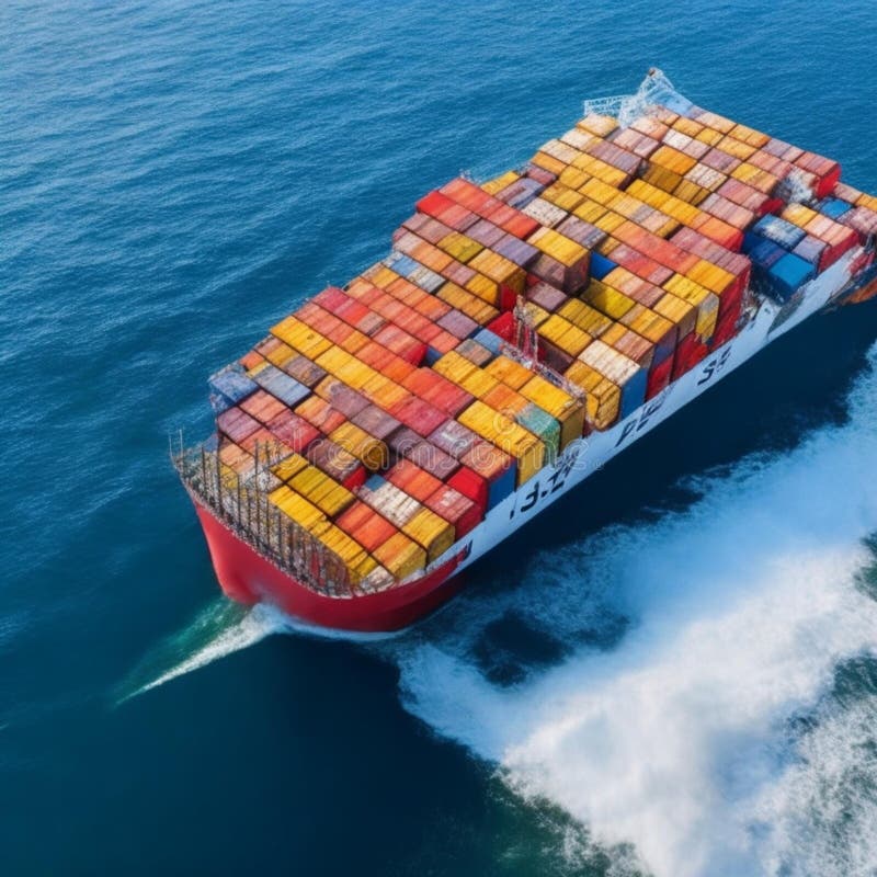 Cargo Ship, Ship with Containers, Ship on the High Seas with Various ...