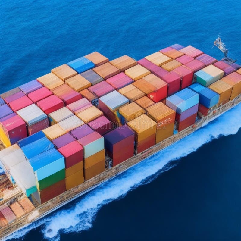 Cargo Ship, Ship with Containers, Ship on the High Seas with Various ...