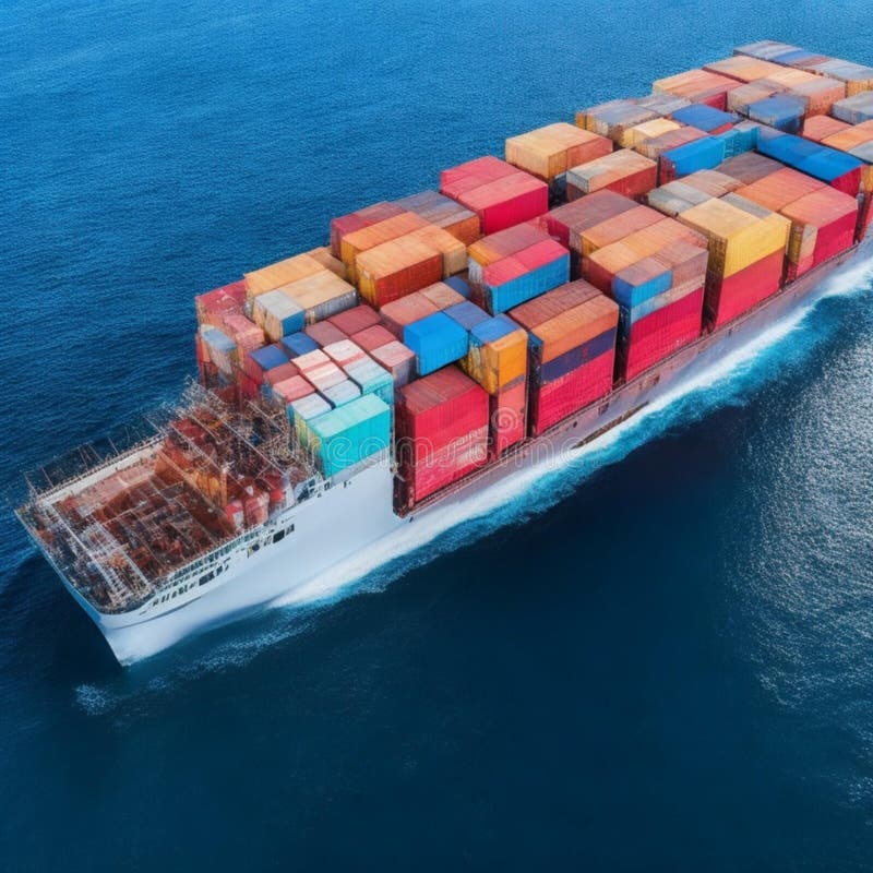 Cargo Ship, Ship with Containers, Ship on the High Seas with Various ...