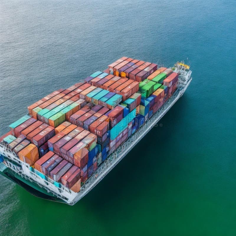 Cargo Ship, Ship with Containers, Ship on the High Seas with Various ...