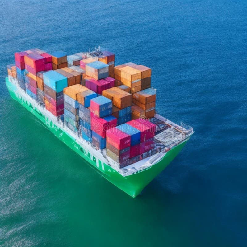 Cargo Ship, Ship with Containers, Ship on the High Seas with Various ...