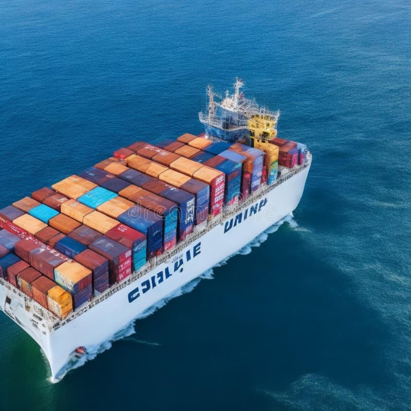 Cargo Ship, Ship with Containers, Ship on the High Seas with Various ...