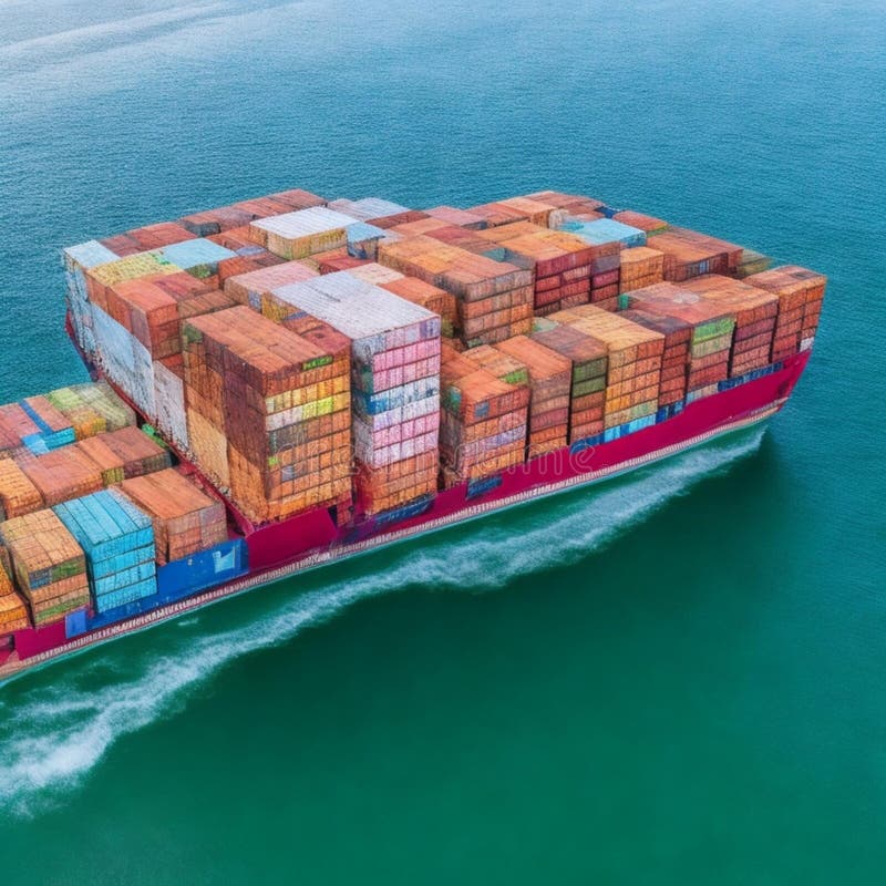 Cargo Ship, Ship with Containers, Ship on the High Seas with Various ...