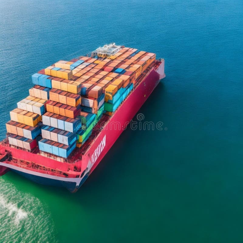 Cargo Ship, Ship with Containers, Ship on the High Seas with Various ...