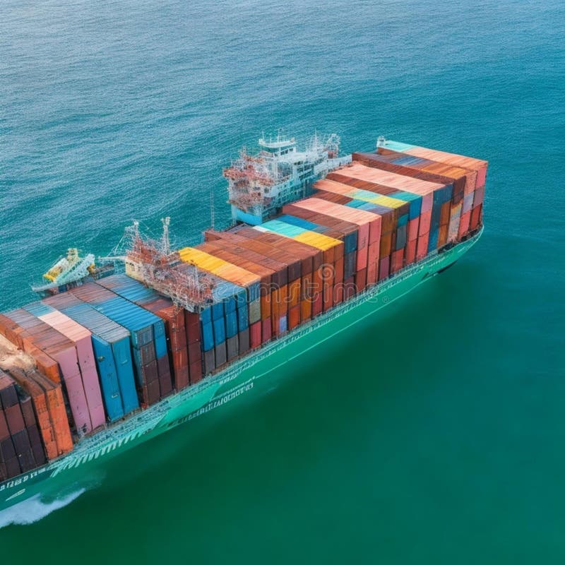 Cargo Ship, Ship with Containers, Ship on the High Seas with Various ...