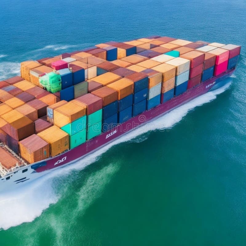 Cargo Ship, Ship with Containers, Ship on the High Seas with Various ...