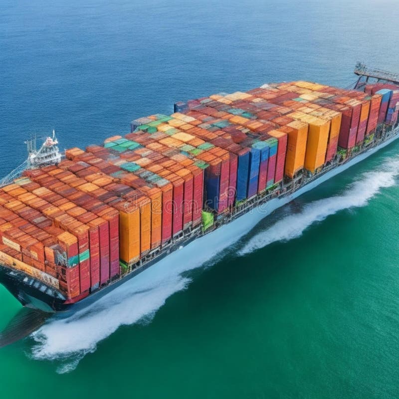 Cargo Ship, Ship with Containers, Ship on the High Seas with Various ...