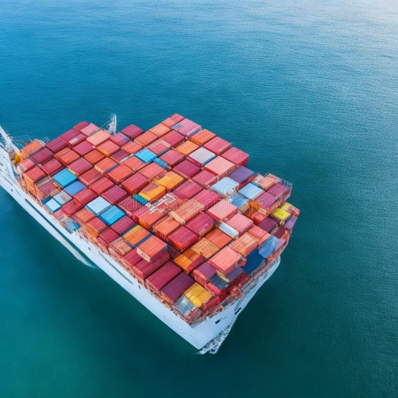 Cargo Ship, Ship with Containers, Ship on the High Seas with Various ...