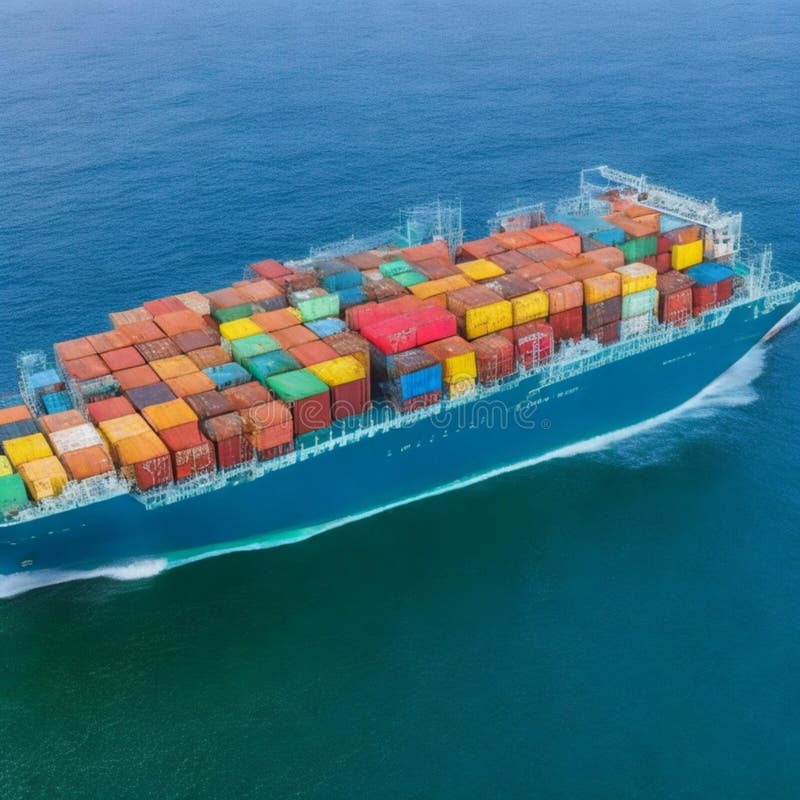 Cargo Ship, Ship with Containers, Ship on the High Seas with Various ...