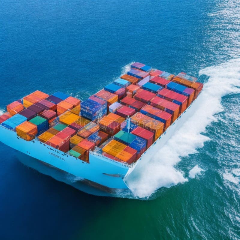 Cargo Ship, Ship with Containers, Ship on the High Seas with Various ...