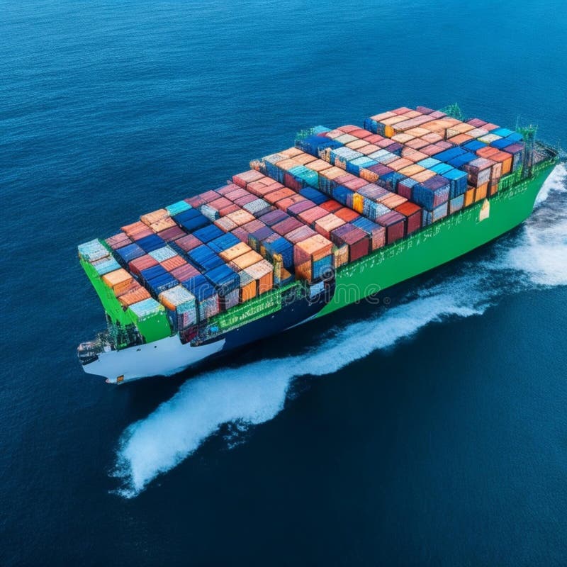 Cargo Ship, Ship with Containers, Ship on the High Seas with Various ...