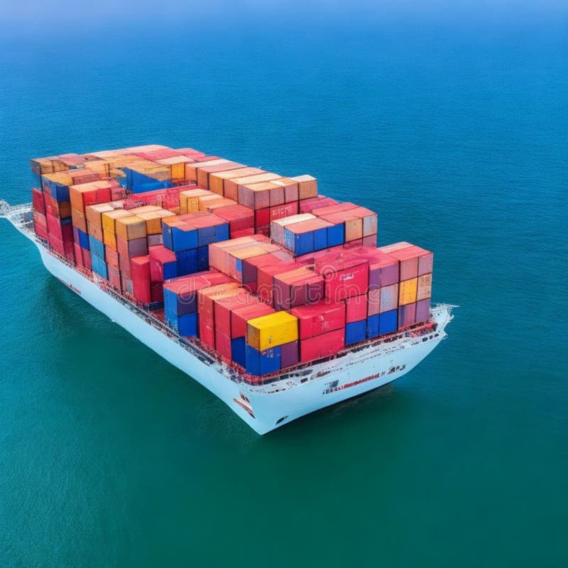 Cargo Ship, Ship with Containers, Ship on the High Seas with Various ...