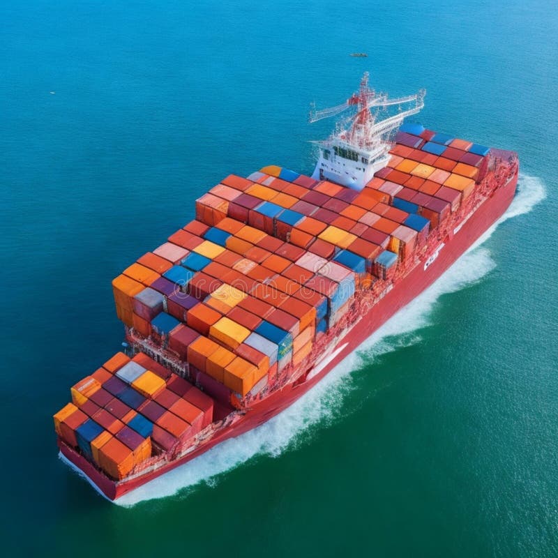 Cargo Ship, Ship with Containers, Ship on the High Seas with Various ...