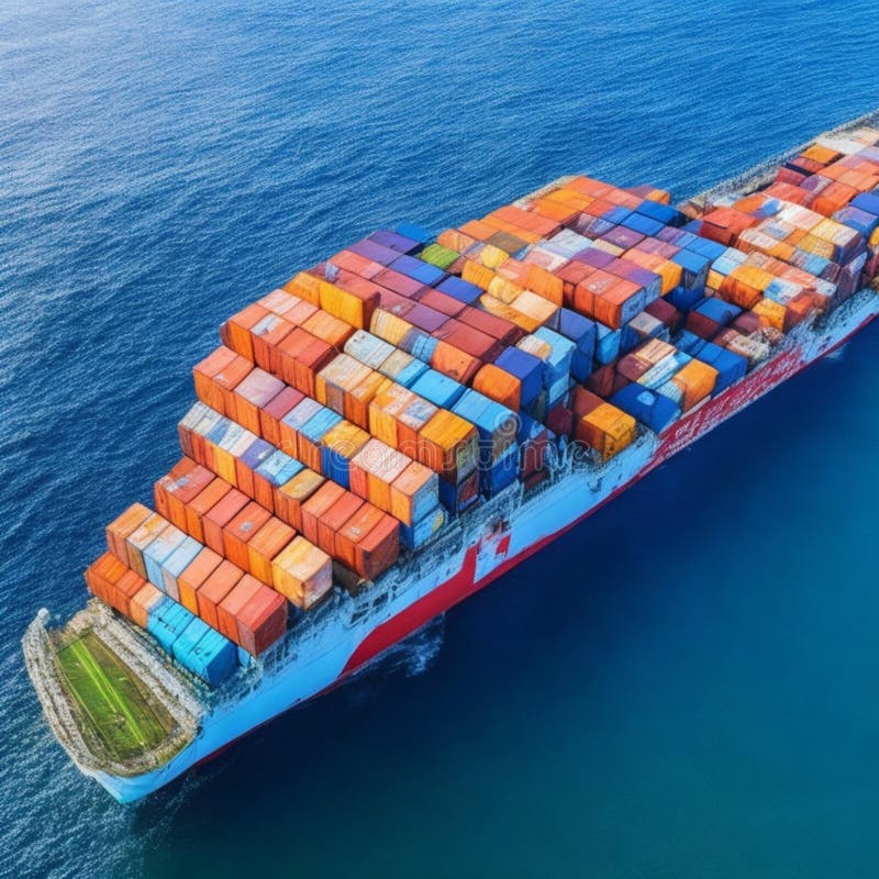 Cargo Ship, Ship with Containers, Ship on the High Seas with Various ...