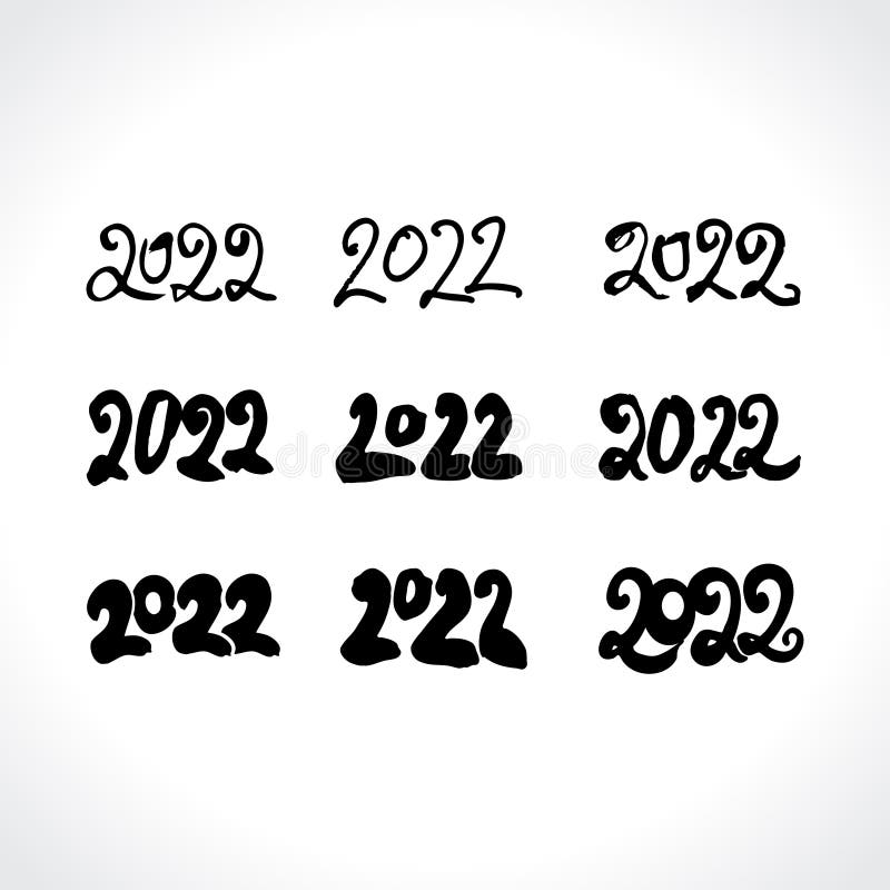 Design 2022 Set of Nine Flat Vector Templates. Figures of the Year 2022 ...