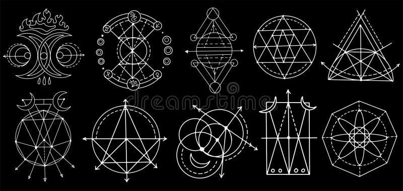 Design Set with Sacred Geometry Elements, Shapes and Patterns Isolated ...