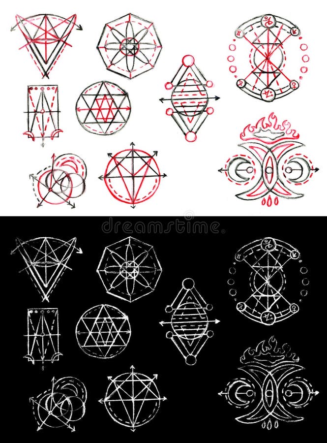 Design Set with Sacred Geometry Elements, Shapes and Patterns Styled ...