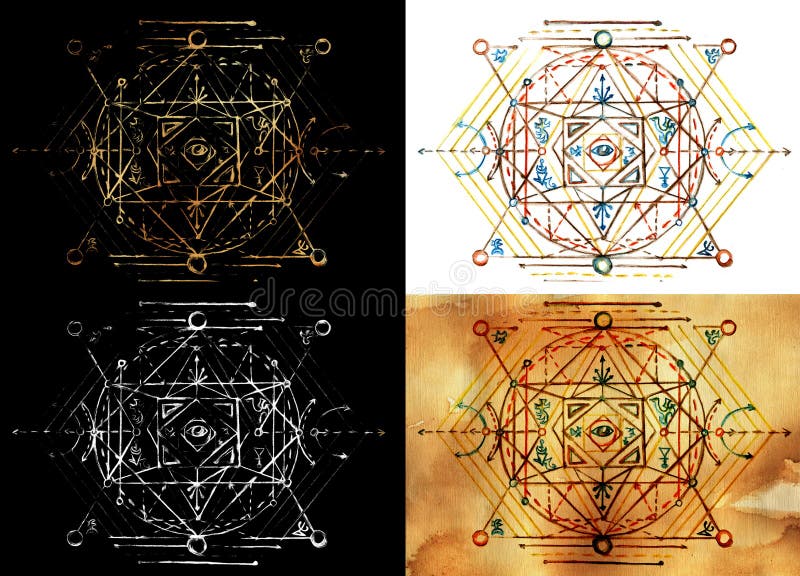 Design Set with Sacred Geometry Elements, Shapes and Patterns Styled ...