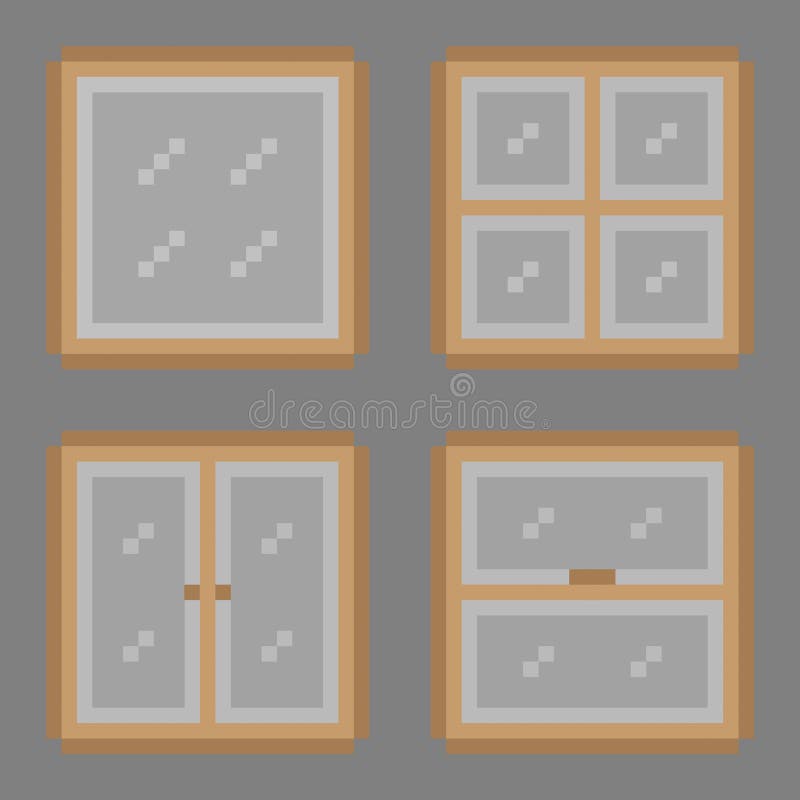 Design Set of a Window in Pixel Art Stock Vector - Illustration of ...
