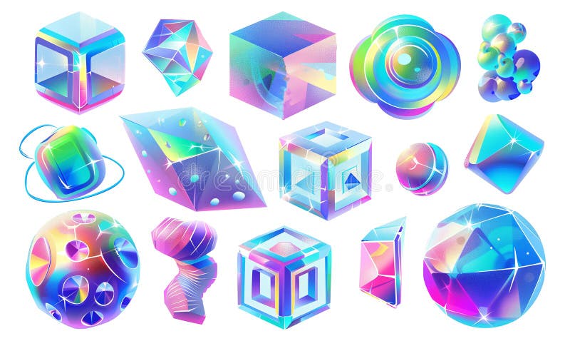 Design Shape Art Geometric Set Collection. Abstract Crystal Geometry ...