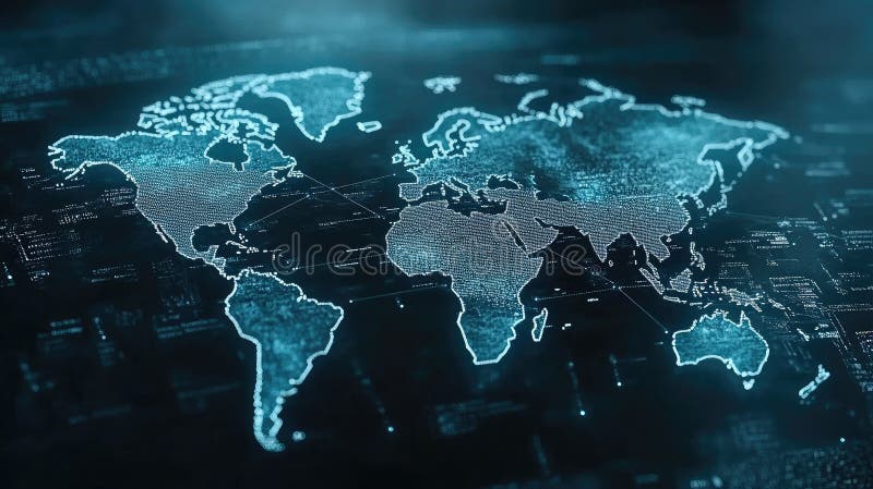 The Design Showcases an Abstract Representation of a World Map on a ...