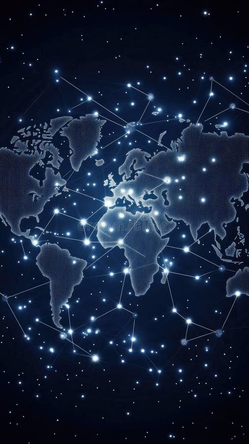 The Design Showcases an Abstract Representation of a World Map on a ...