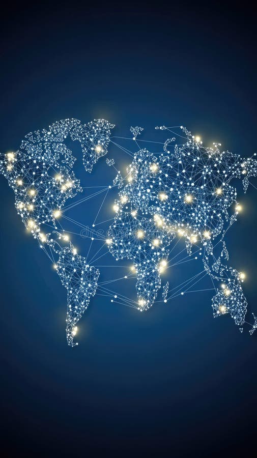 The Design Showcases an Abstract Representation of a World Map on a ...