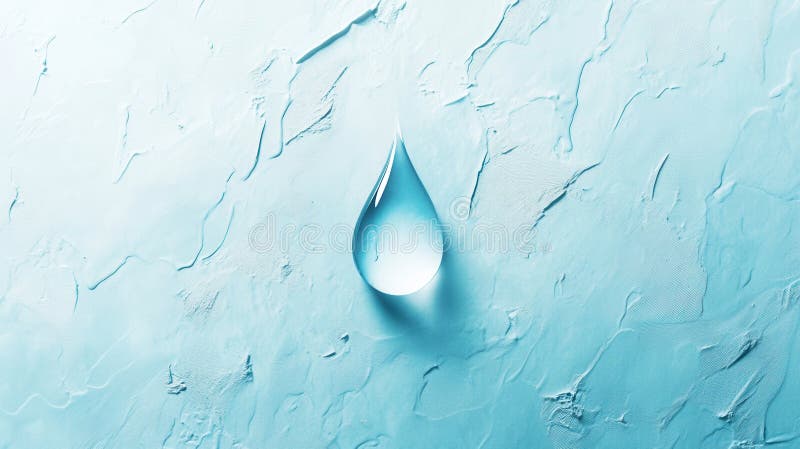 This Design Showcases a Clear Drop of Water Centered on a Textured Blue ...